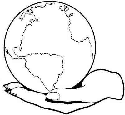 Mano sosteniendo planeta Tierra para colorear ~ 4 Dibujo